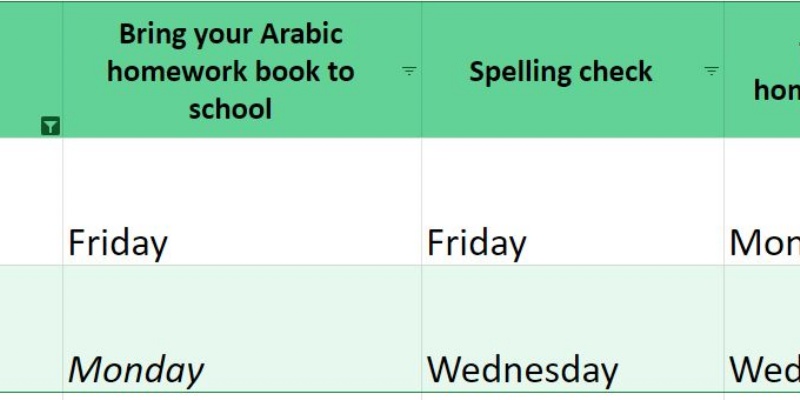 Al-Noor Primary School - year 3 - Arabic Homework