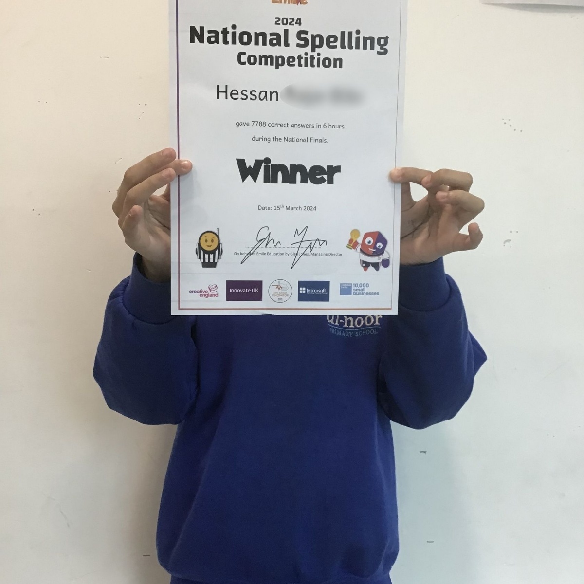 Al-Noor Primary School - Spelling success in the Emile National ...